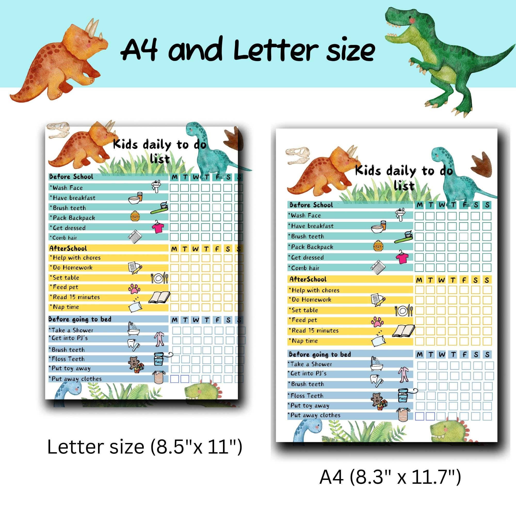 Dinosaur Editable Checklist | Kids Chore Chart | Chore Chart Printable ...