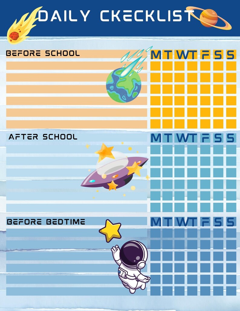 Boys Weekly Checklist, Chore Chart, Daily Check List, Before School ...