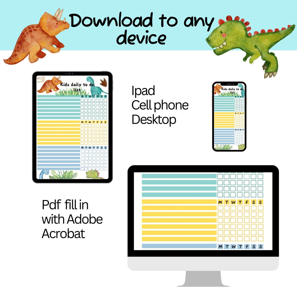 Dinosaur Editable Checklist | Kids Chore Chart | Chore Chart Printable ...