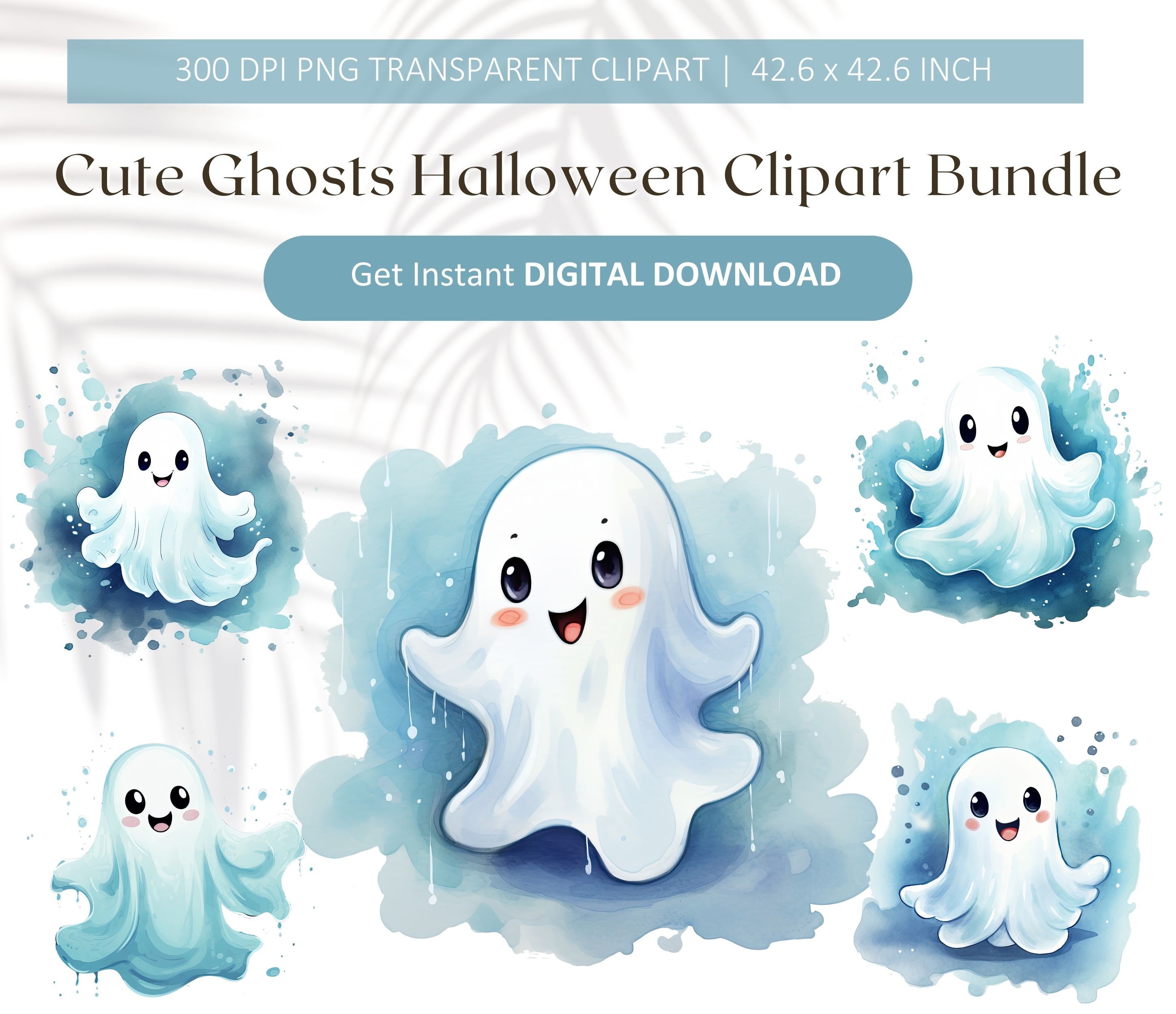 Cute Ghosts Halloween Clipart Bundle, Digital Clipart, Halloween ...