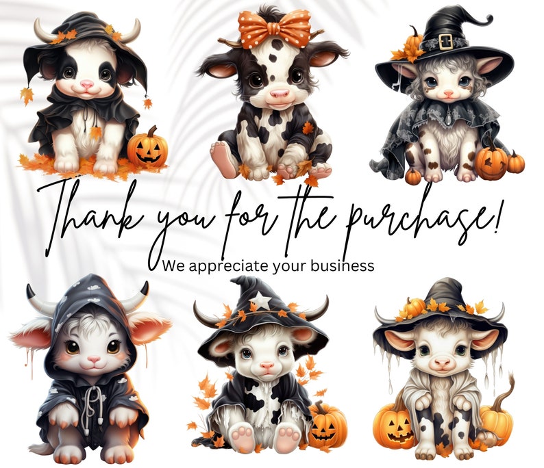 Cute Baby Cow for Halloween Clipart, Digital Clipart, Halloween Clipart ...