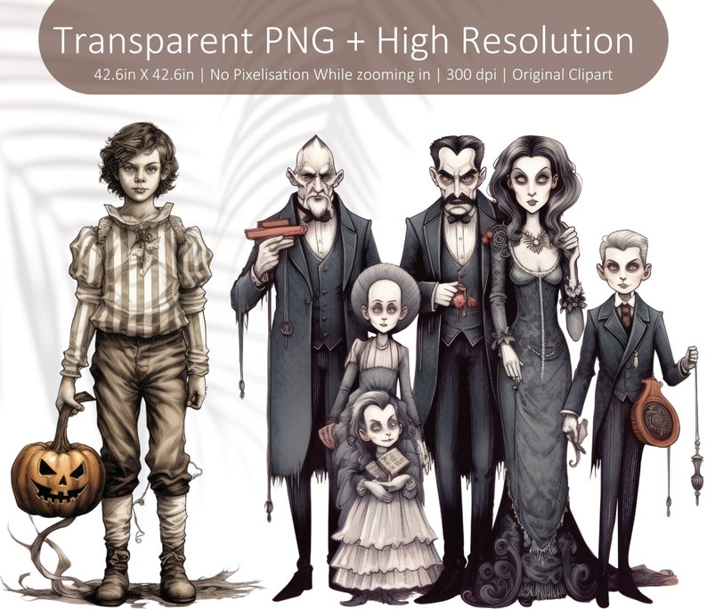 Spooky Family Halloween Clipart PNG, Digital Clipart, Halloween Clipart ...