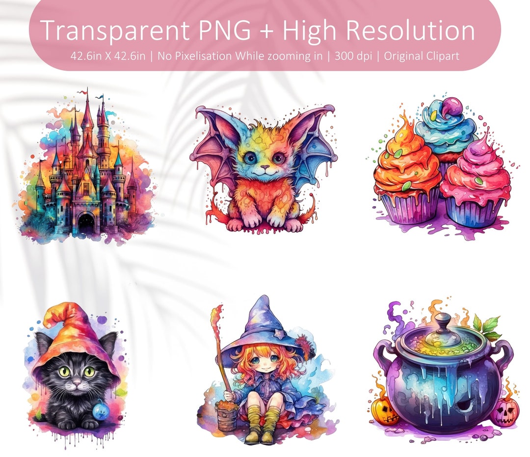 Cute Rainbow Halloween Clipart PNG, Digital Clipart, Christmas Clipart ...