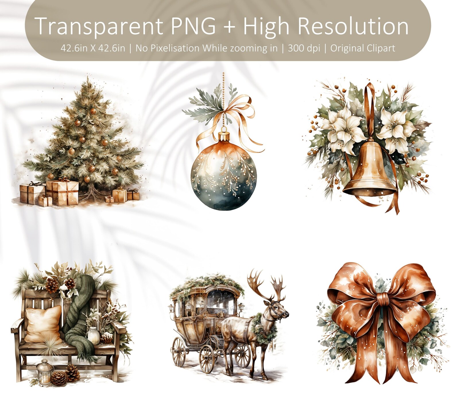 Watercolor Elegant Christmas Clipart, Digital Clipart, Halloween ...