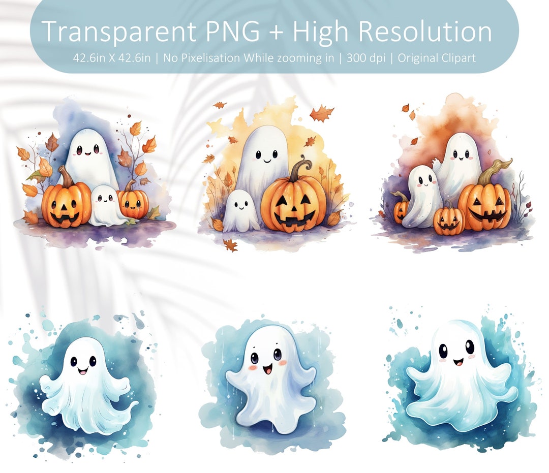 Cute Ghosts Halloween Clipart Bundle, Digital Clipart, Halloween ...