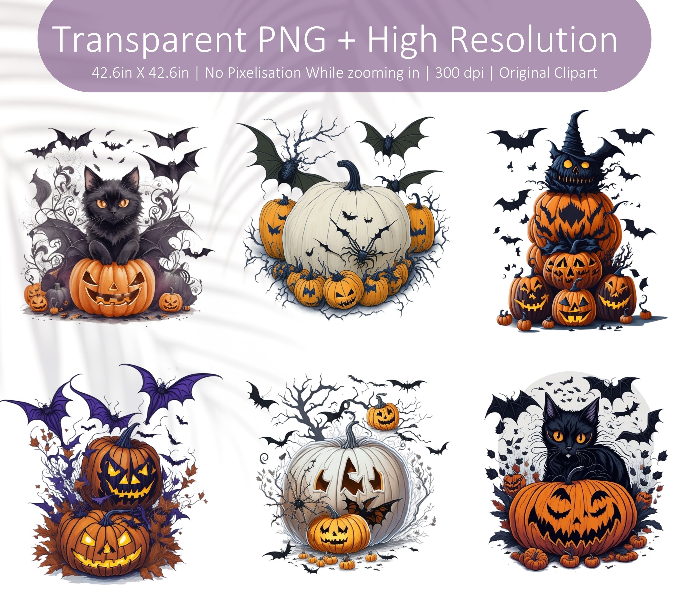 Spooky Pumpkins Halloween Clipart, Digital Clipart, Halloween Clipart ...
