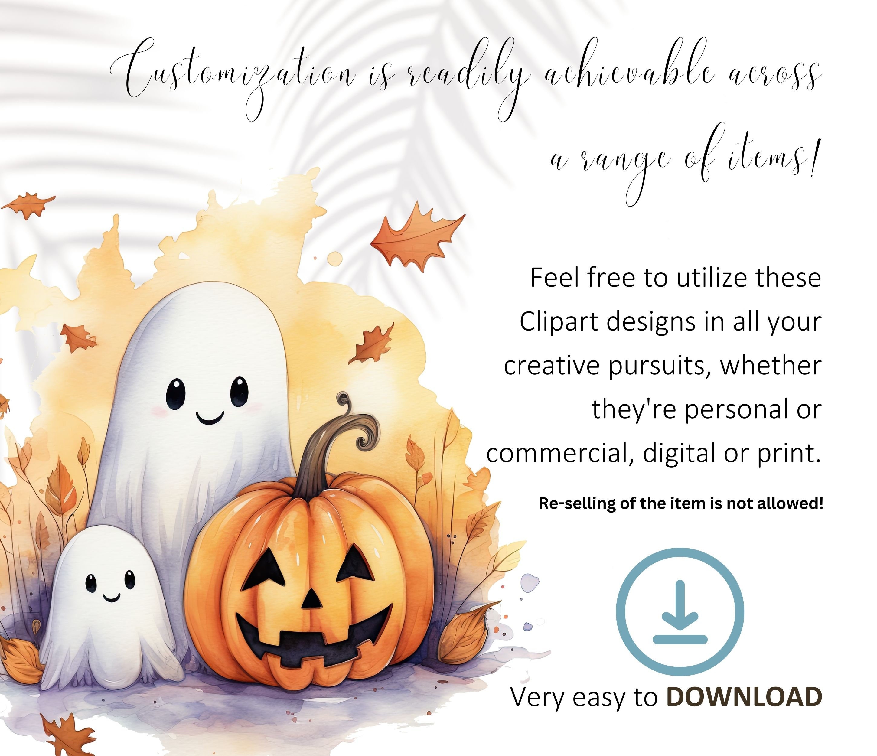 Cute Ghosts Halloween Clipart Bundle, Digital Clipart, Halloween ...