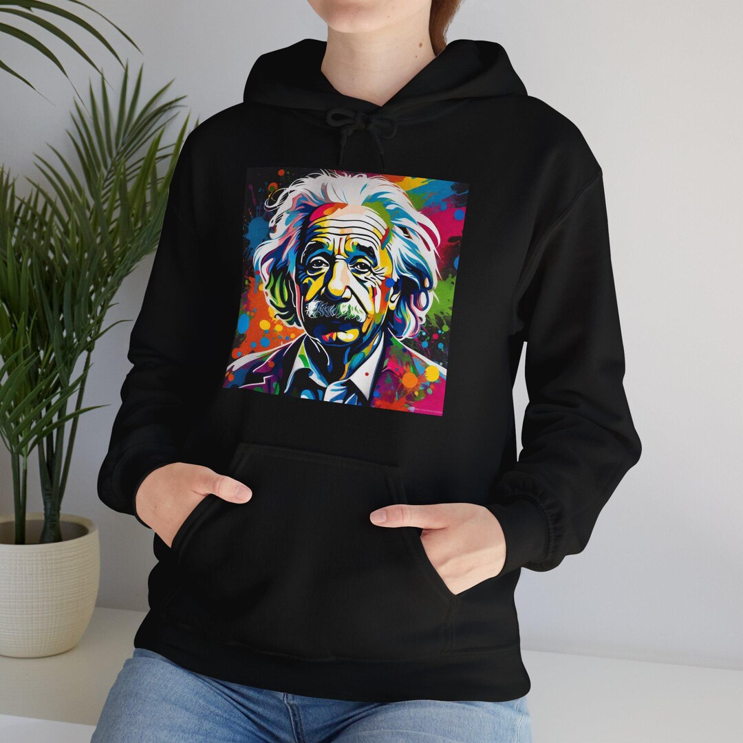 Albert Einstein Portrait Hoodie, Colorful Sweatshirt, Science Lover ...