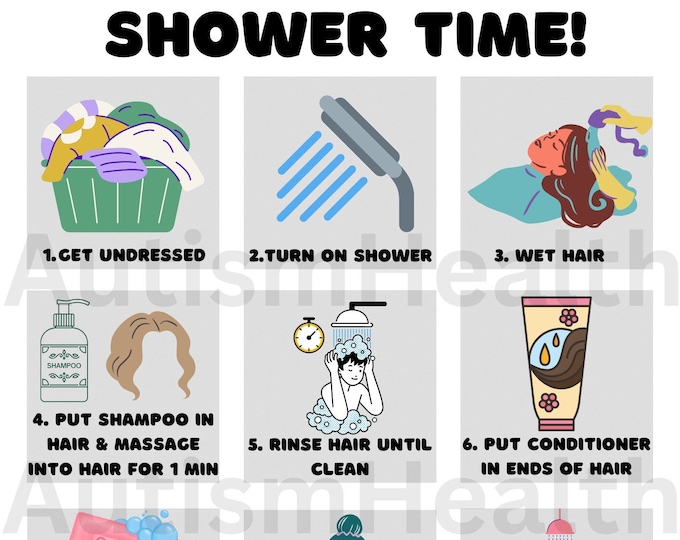 Shower Routine Chart Visual Aid for Kids With Autism or ADHD - Etsy