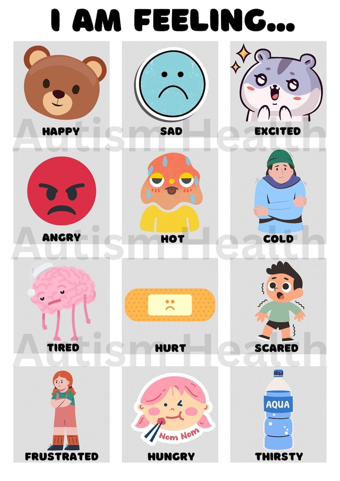 Emotions Visual Aid for Kids With Autism or ADHD - Etsy