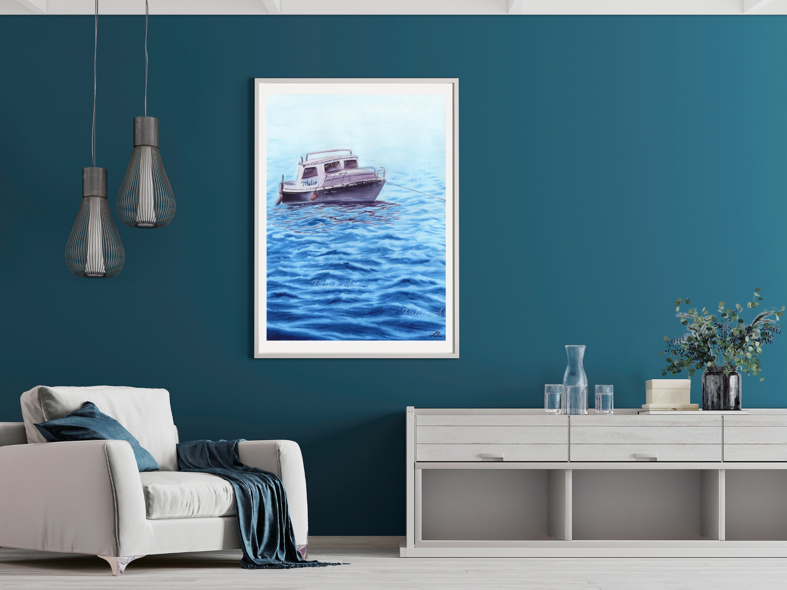 Mateo Fishing Boat Art Print Boat Artwork Seascape Wall Art Over the ...