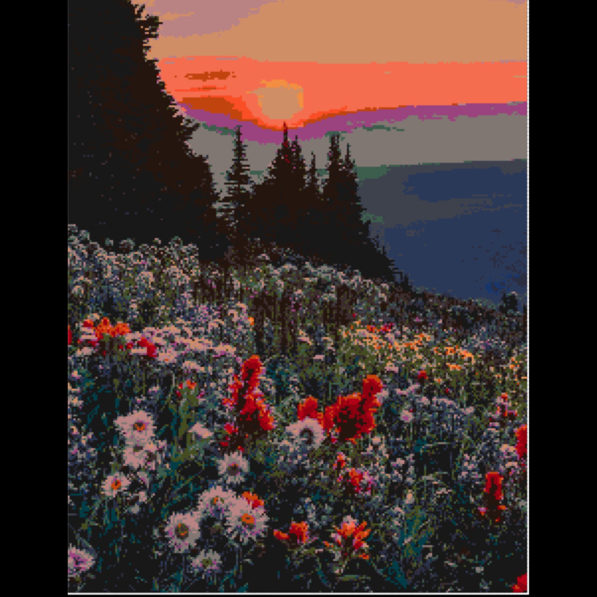 Crochet Grapghgan Pattern, Crochet Graph Landscape, Knitting Pattern ...