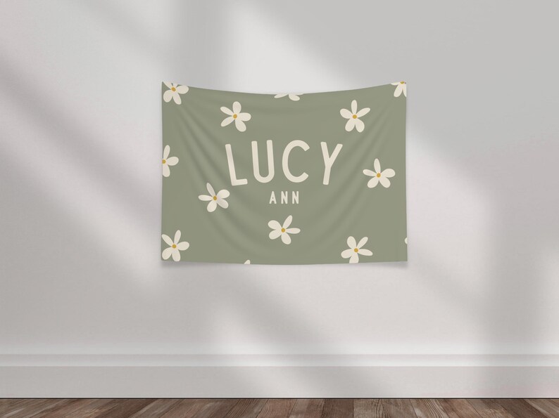 Custom Daisy Name Banner Girl Name Sign Nursery Girl Room Decor Custom ...