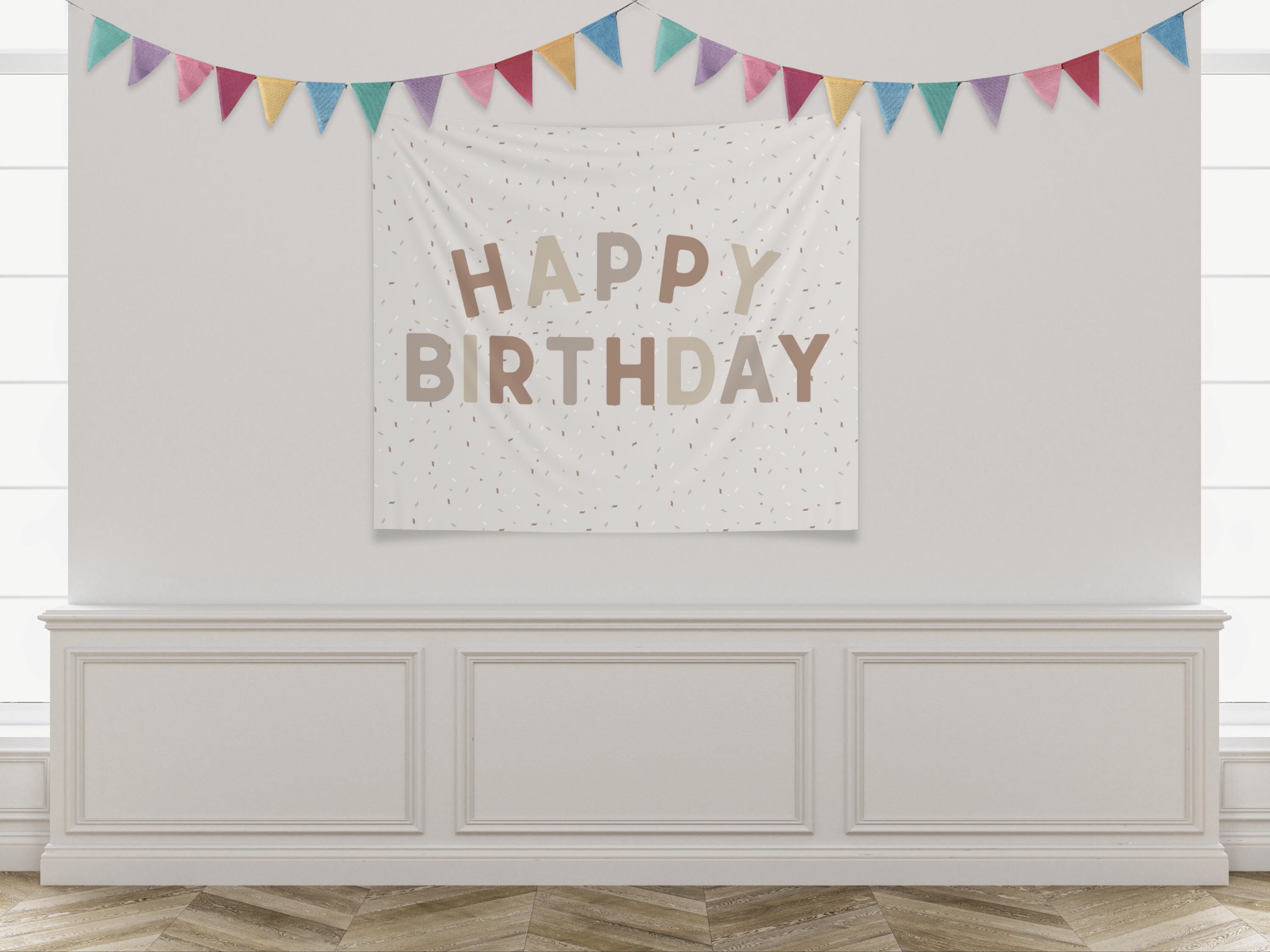 Birthday Banner Neutral Birthday Decor Beige Happy Birthday Sign Beige ...