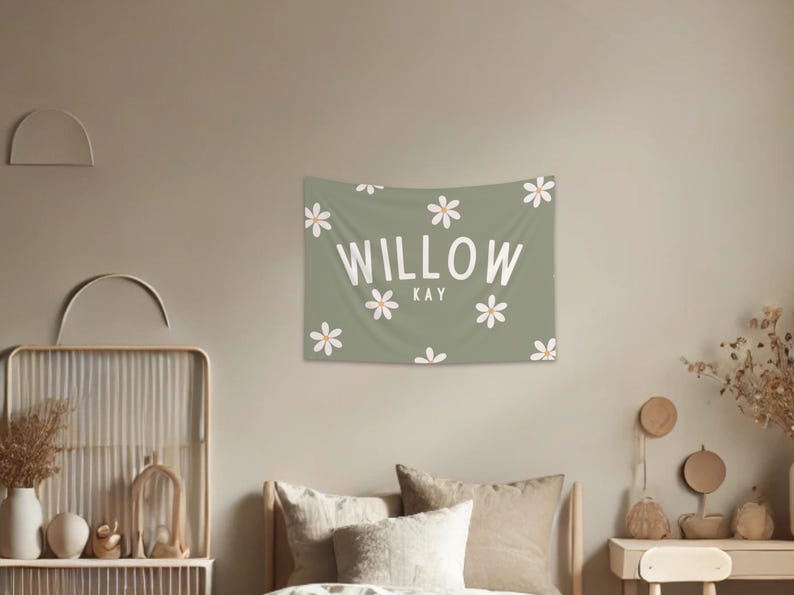 Custom Daisy Name Banner Girl Name Sign Nursery Girl Room Decor Custom ...