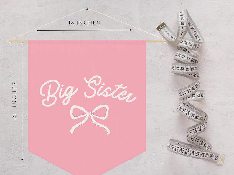 Big Sister Banner Pennant Pink Bow Banner Girl Gift Idea Big Sister ...