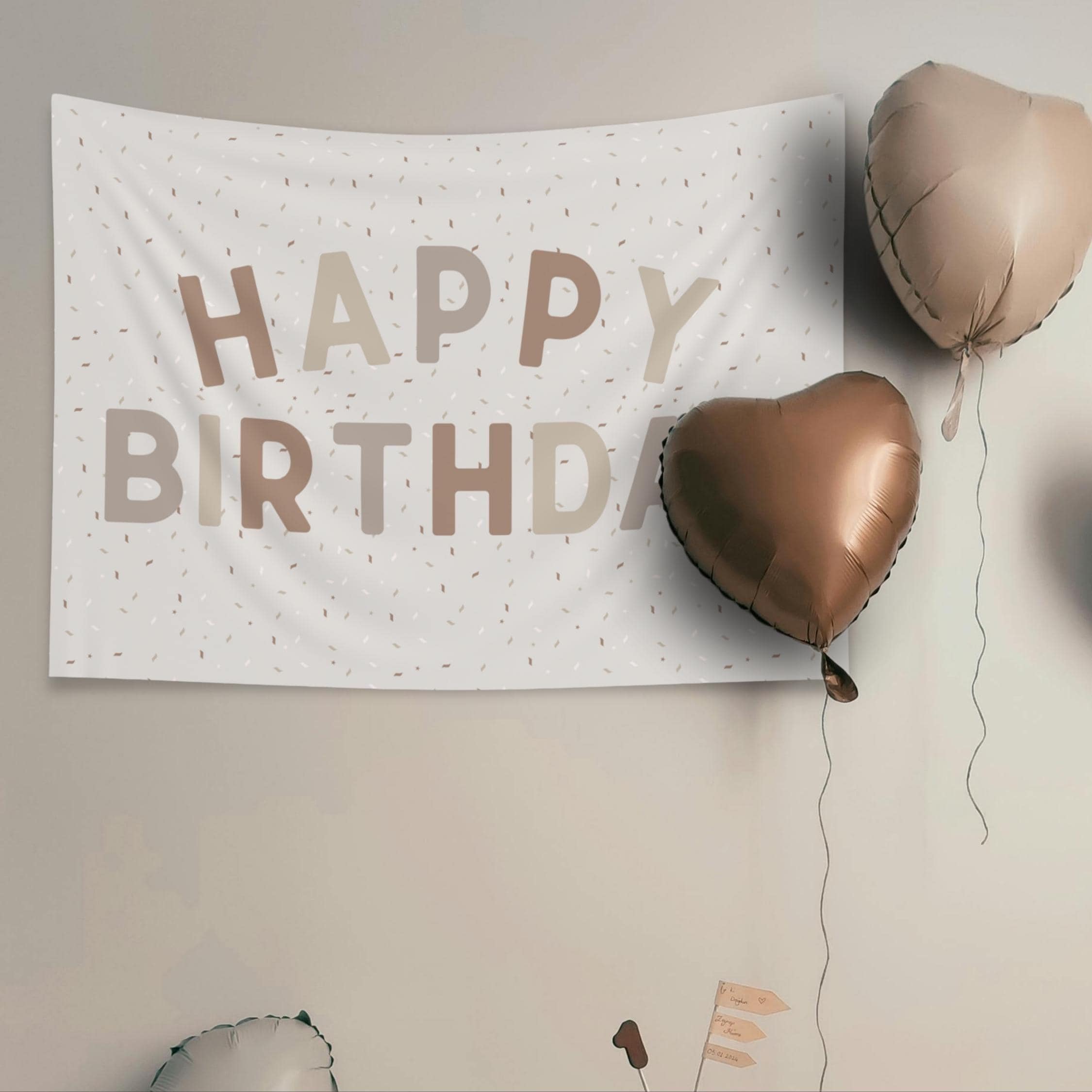 Birthday Banner Neutral Birthday Decor Beige Happy Birthday Sign Beige ...