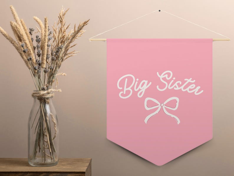Big Sister Banner Pennant Pink Bow Banner Girl Gift Idea Big Sister ...