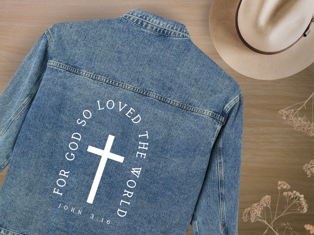 Custom Jean Jacket Faith Denim Jacket Graphic Women's Blue Jean Jacket ...