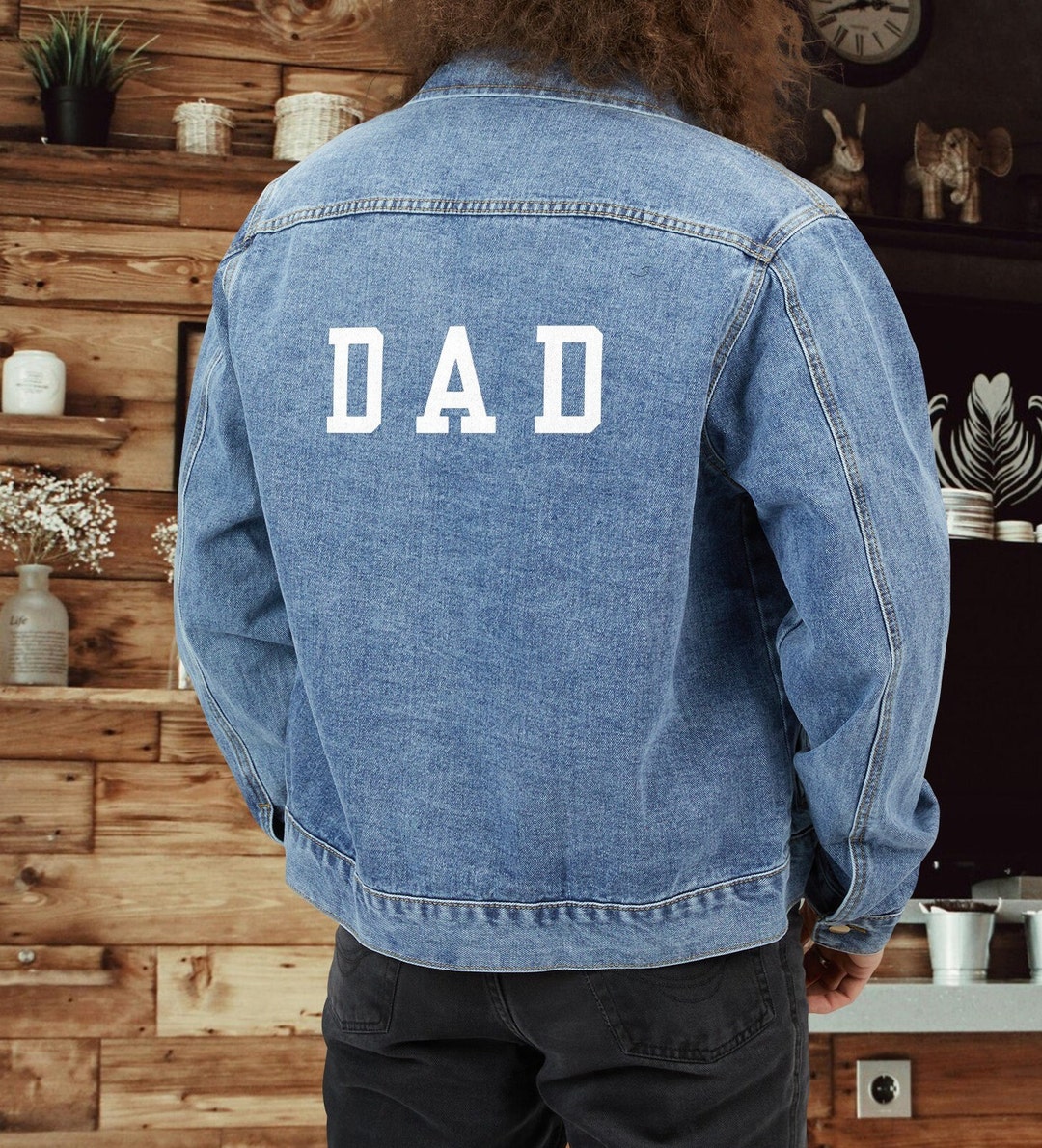 Dad Jean Jacket Men's Denim Jacket New Dad Gift Pregnancy Announcement ...