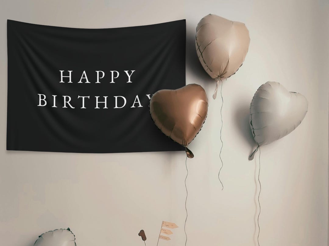 Happy Birthday Banner Simple Birthday Banner Neutral Birthday Decor ...