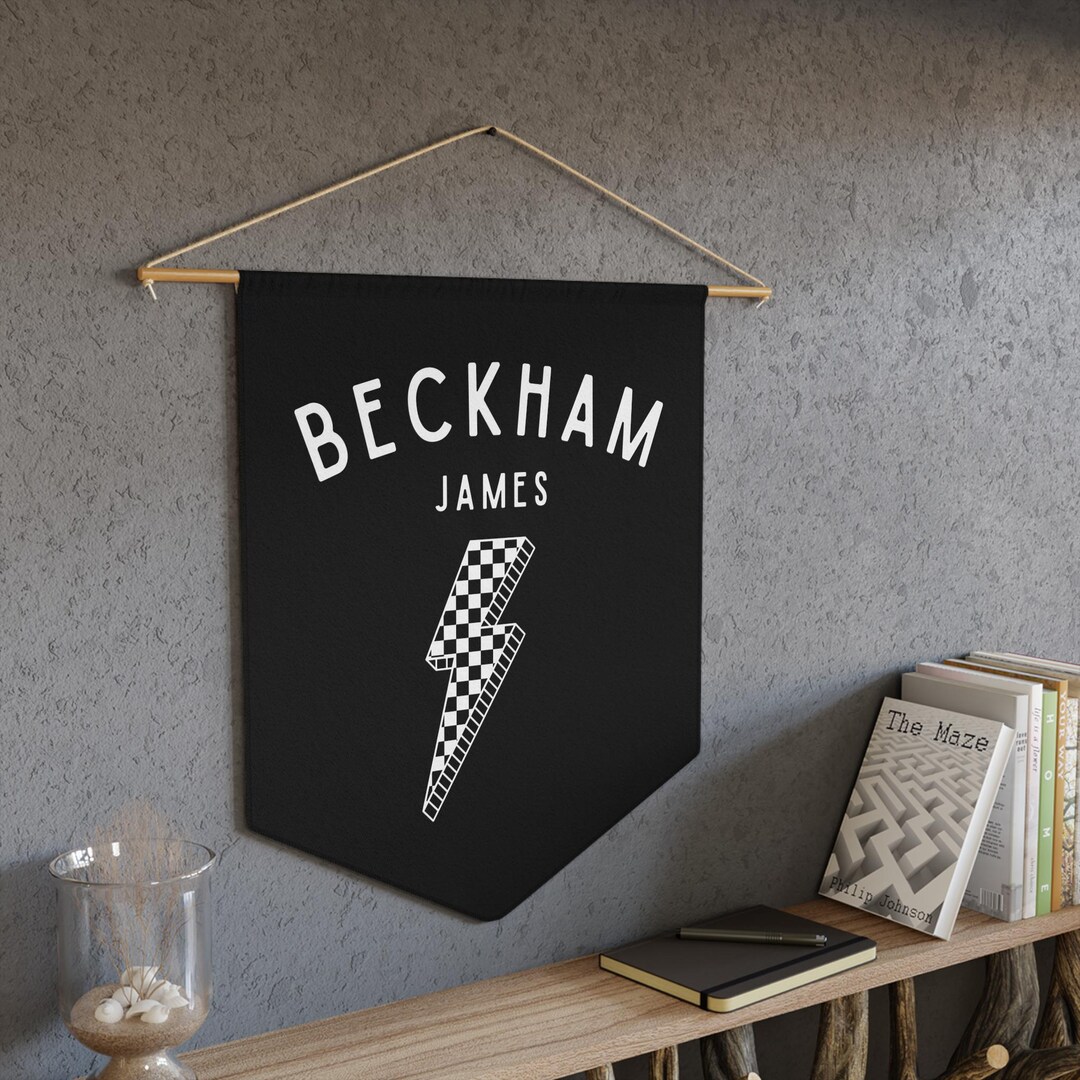 Lightning Bolt Name Banner Checkered Room Decor Custom Name Banner Boy ...
