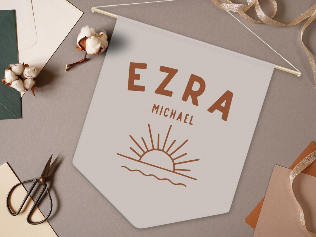 Sunset Name Banner Beach Nursery Decor Custom Name Banner Boy Name Sign ...