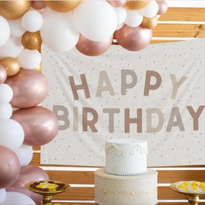 Birthday Banner Neutral Birthday Decor Beige Happy Birthday Sign Beige ...