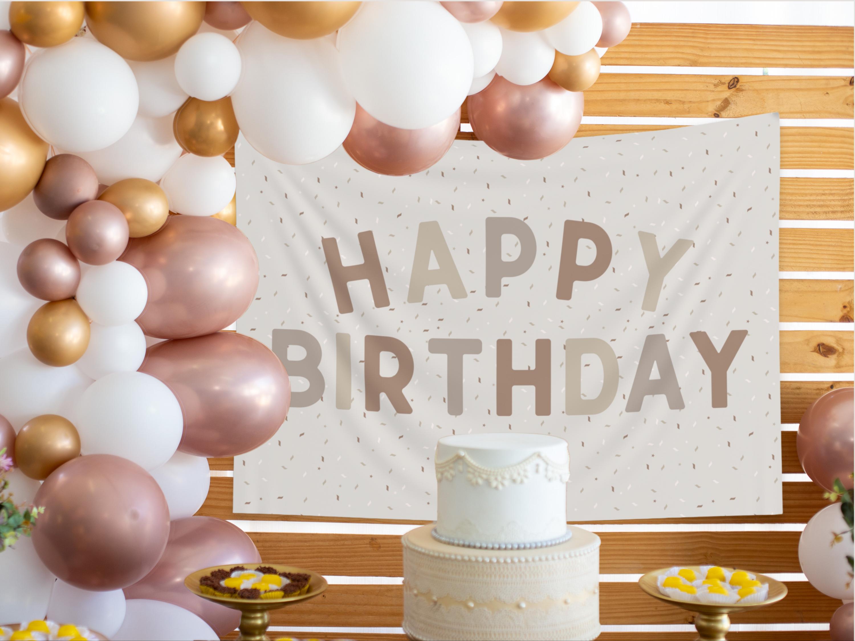 Birthday Banner Neutral Birthday Decor Beige Happy Birthday Sign Beige ...