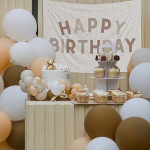 Birthday Banner Neutral Birthday Decor Beige Happy Birthday Sign Beige ...