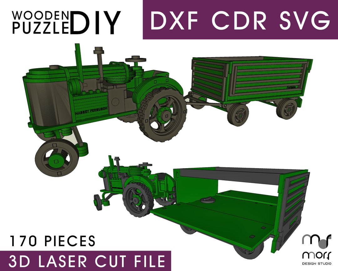 Vintage Farm Vehicle, Laser Cut Digital File, Classic Tractor Model ...