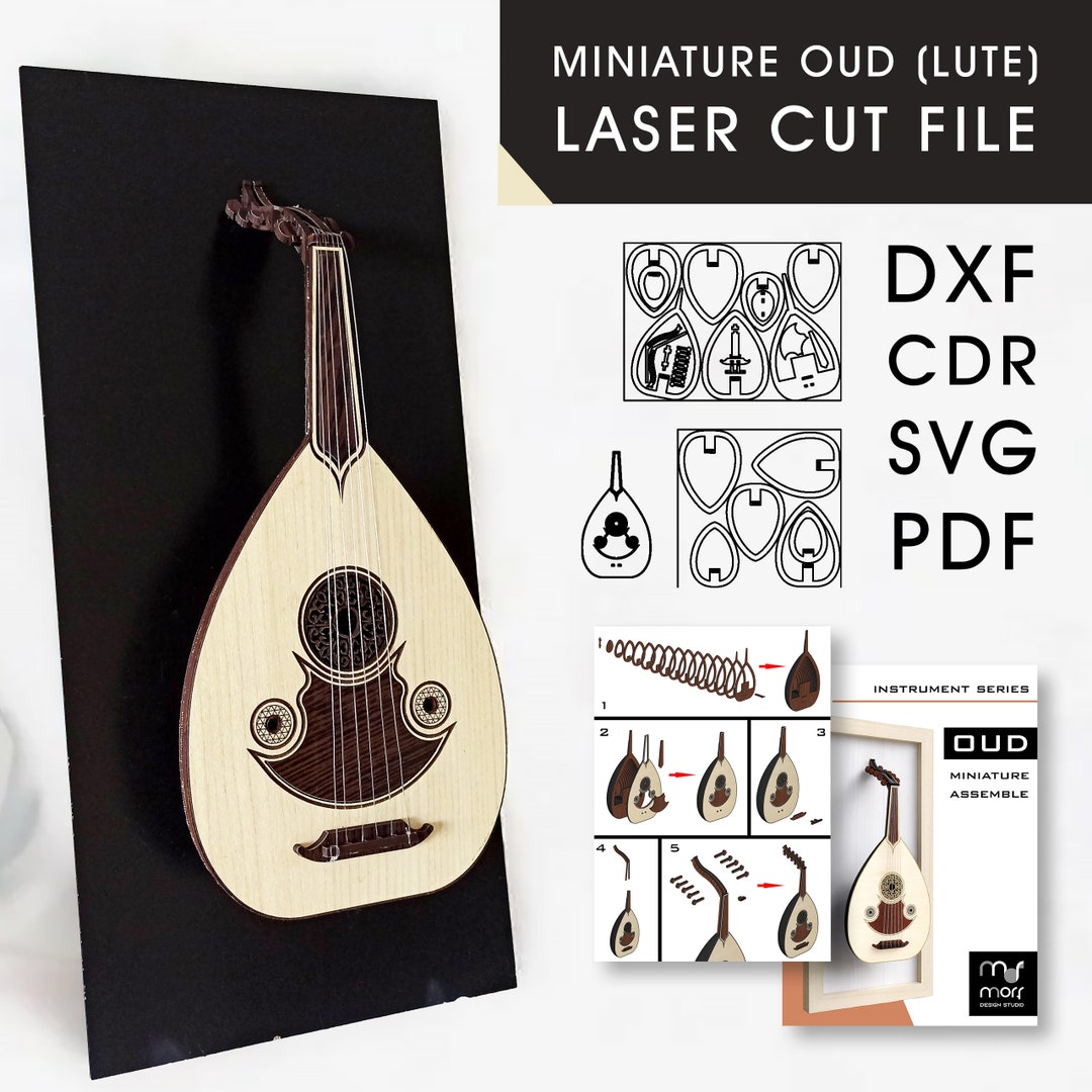 Oud Instrument Model, Traditional Wooden Oud, Lute Laser Cut File ...
