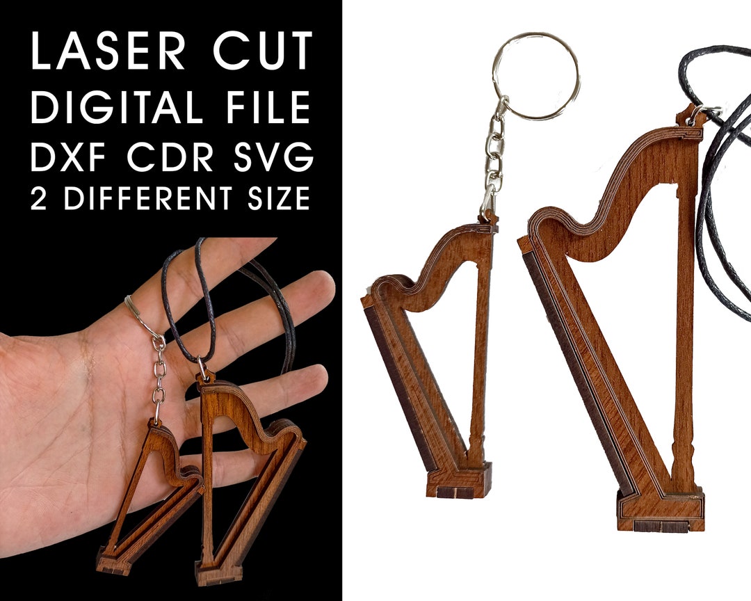 Harp Keychain Digital File, Craft Machine File, Laser Cut Plans, Harp ...