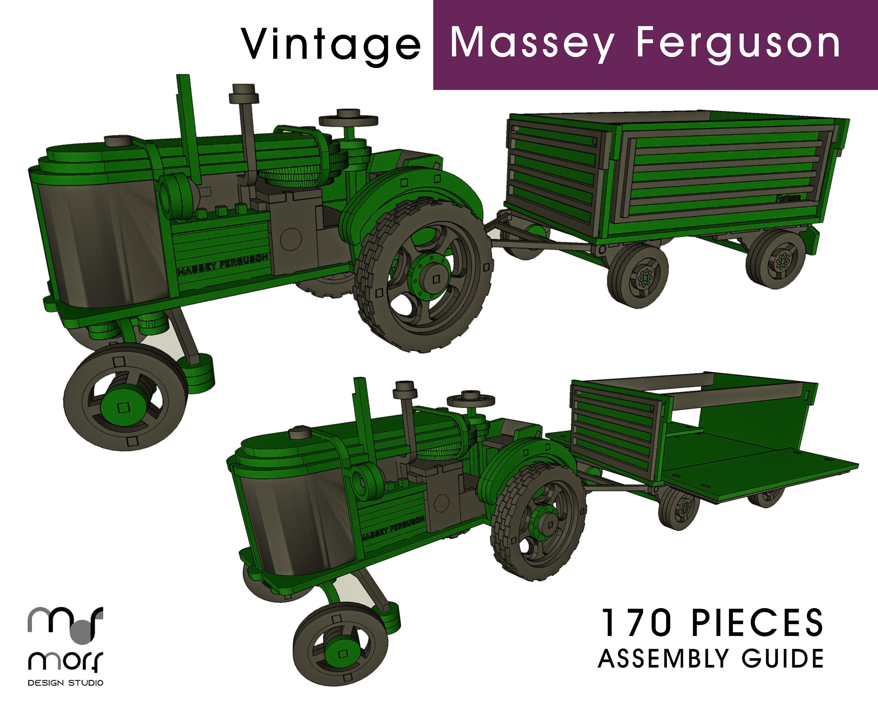 Vintage Farm Vehicle, Laser Cut Digital File, Classic Tractor Model ...