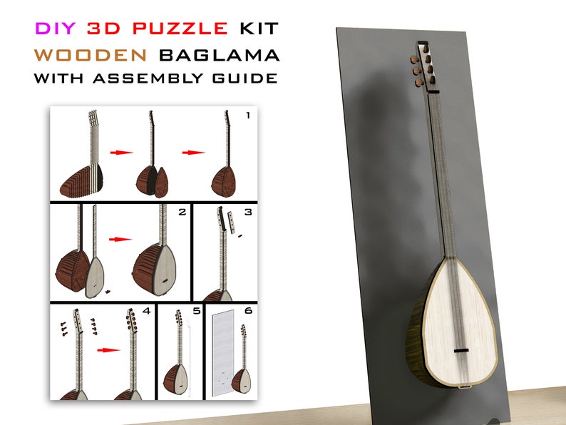 Small Baglama Instrument, Baglama Laser Cut, Baglama Digital File ...