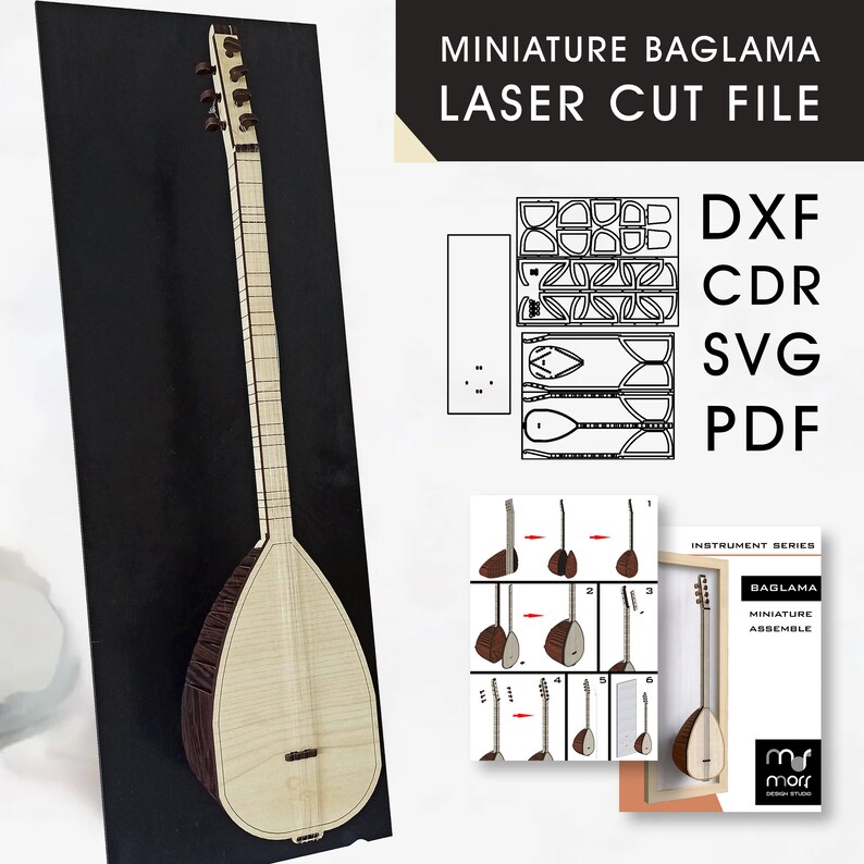 Small Baglama Instrument, Baglama Laser Cut, Baglama Digital File ...
