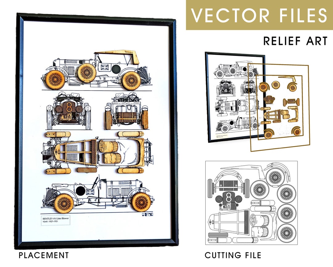 Bentley Vector Print, Vintage Minimal Car Art, Wall Art Layered ...