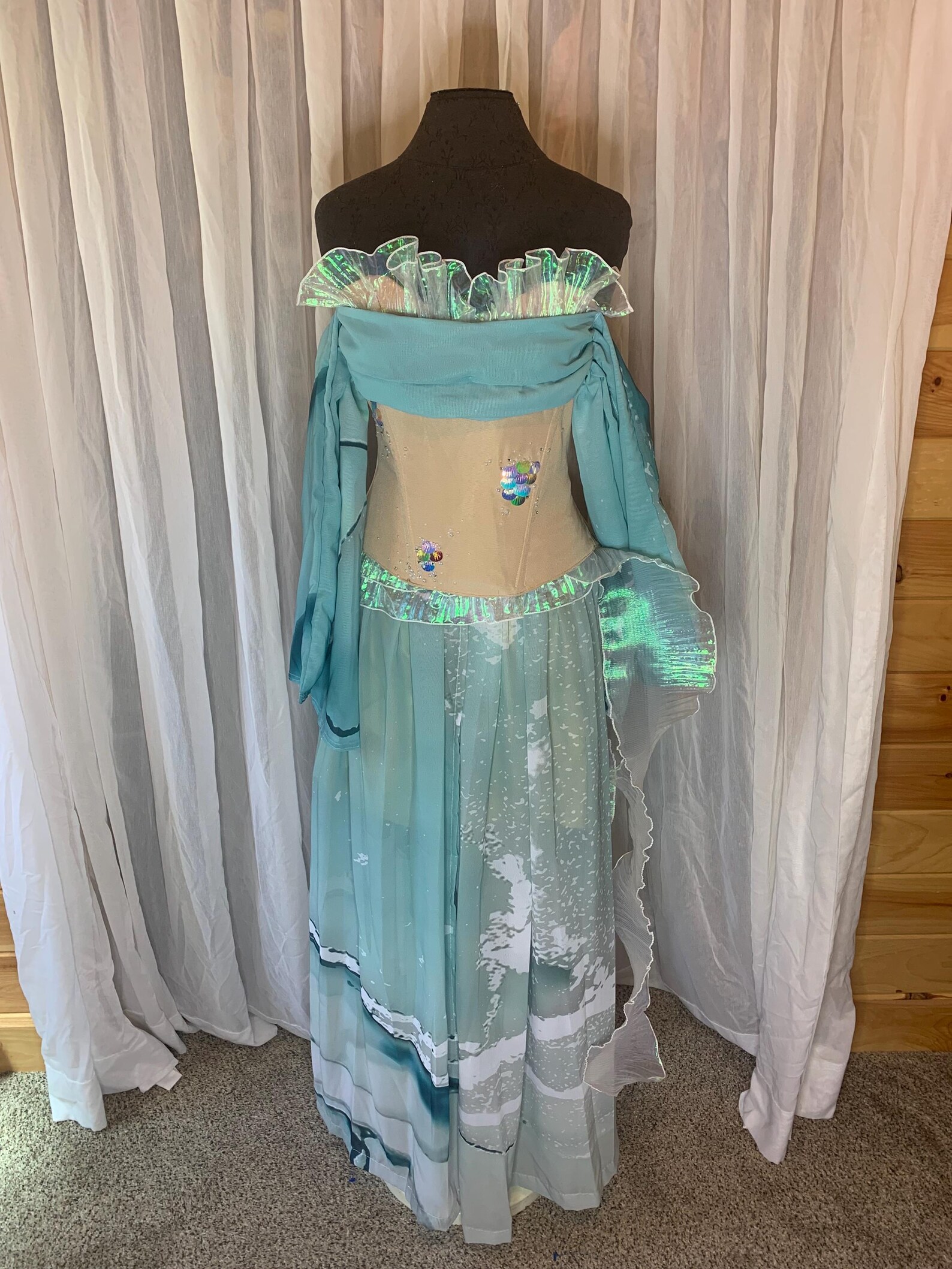 Mermaidcore Siren Corset Skirt Dress Set Ocean Waves Pearl Sequin ...