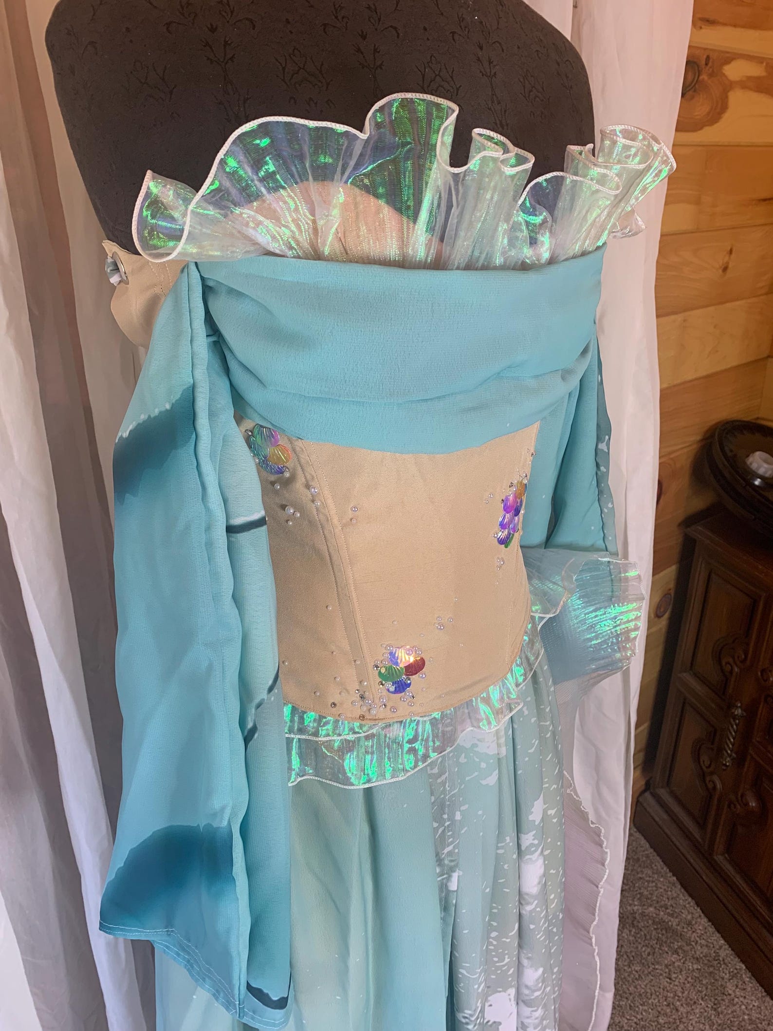 Mermaidcore Siren Corset Skirt Dress Set Ocean Waves Pearl Sequin ...