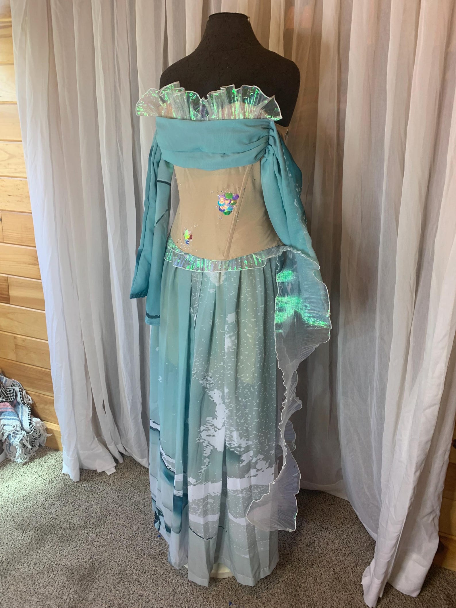 Mermaidcore Siren Corset Skirt Dress Set Ocean Waves Pearl Sequin ...