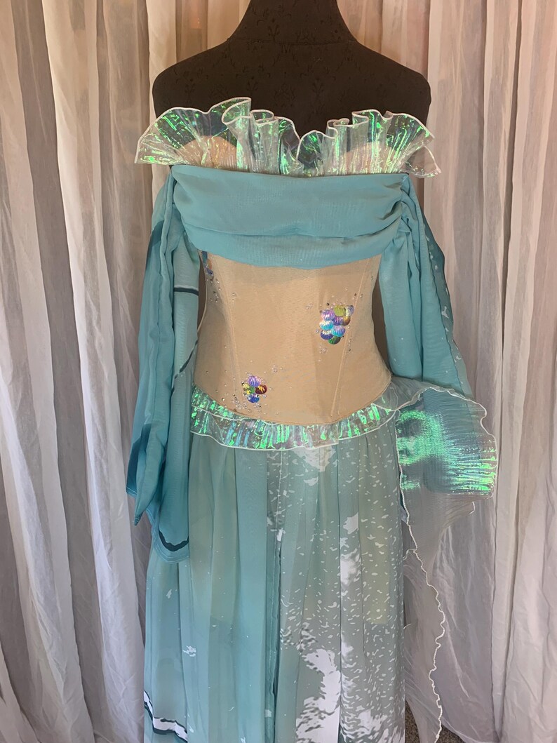 Mermaidcore Siren Corset Skirt Dress Set Ocean Waves Pearl Sequin ...