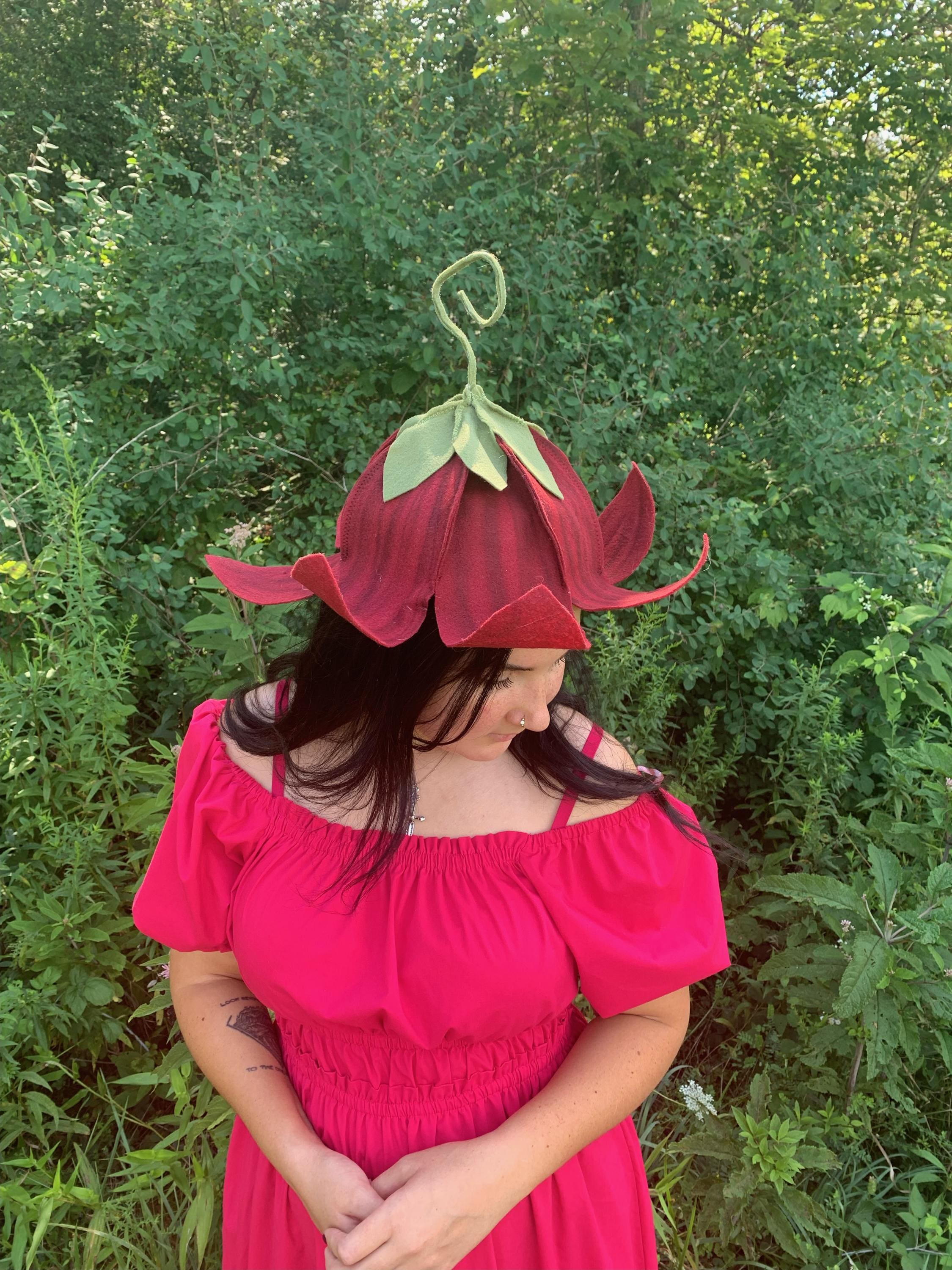 Flower Hat Maroon Felt Fairycore Fairy Costume Renaissance Faire - Etsy