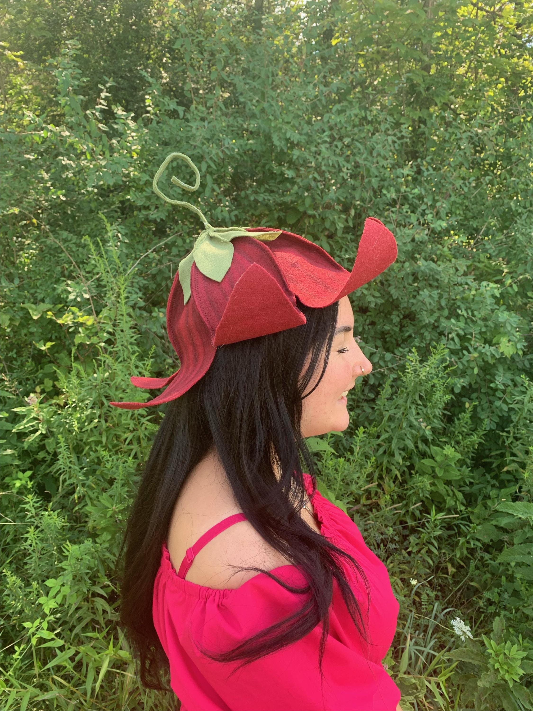 Flower Hat Maroon Felt Fairycore Fairy Costume Renaissance Faire - Etsy