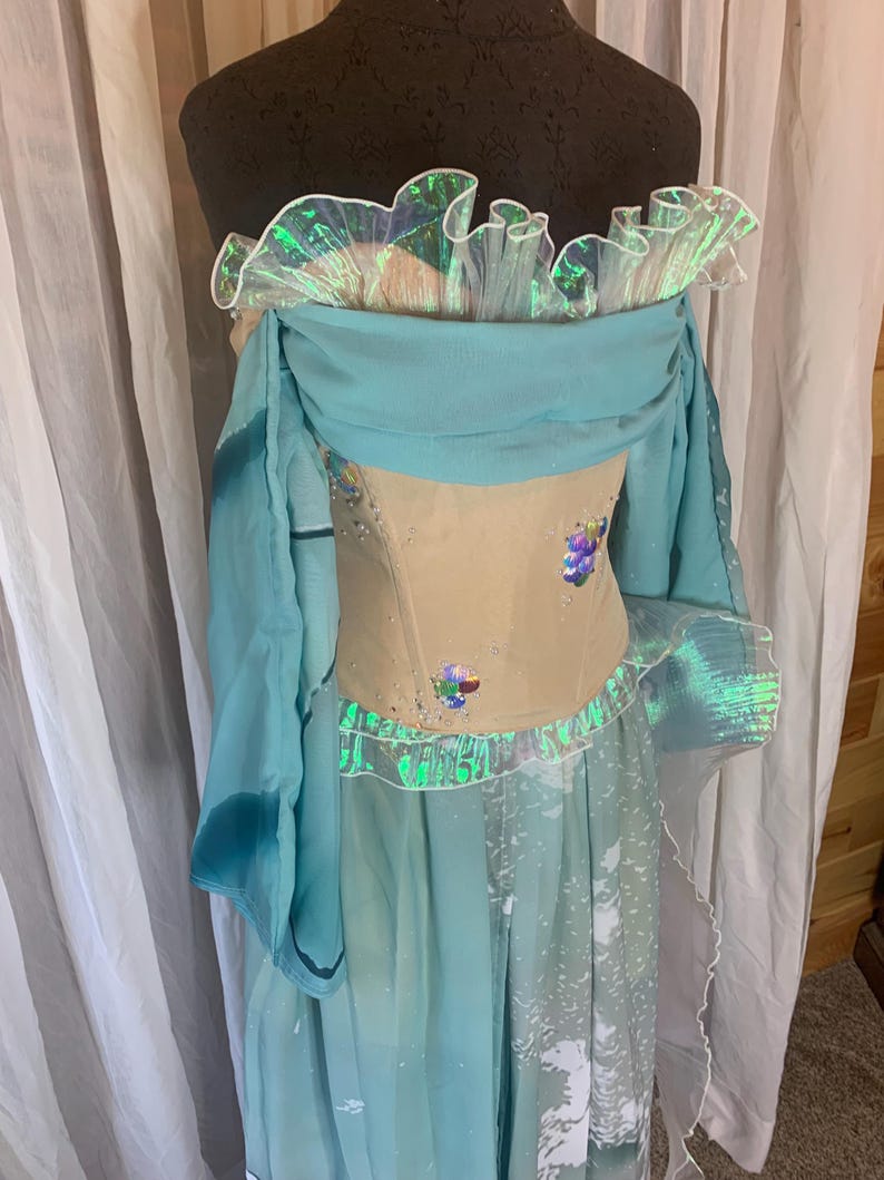 Mermaidcore Siren Corset Skirt Dress Set Ocean Waves Pearl Sequin ...