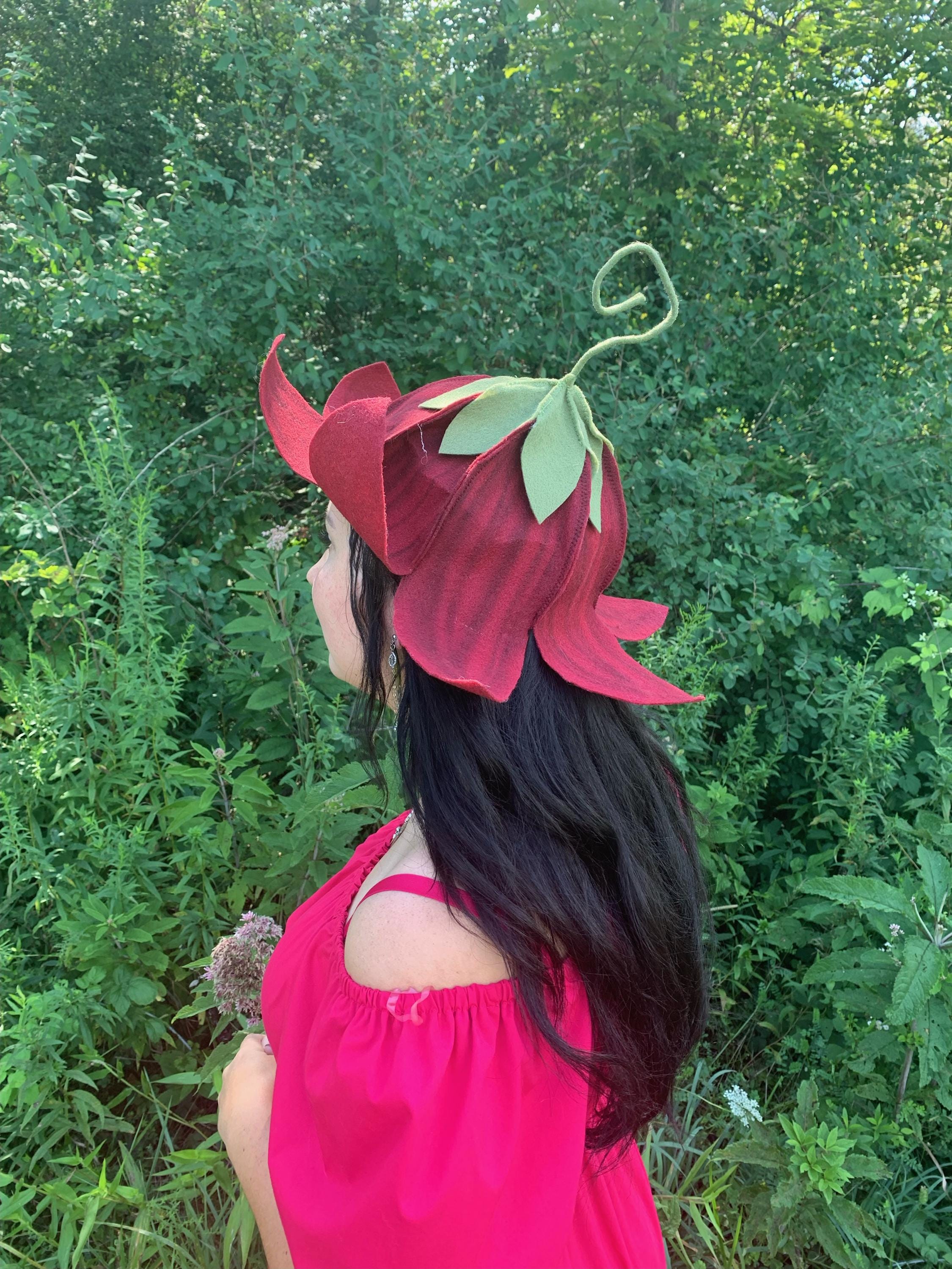 Flower Hat Maroon Felt Fairycore Fairy Costume Renaissance Faire - Etsy