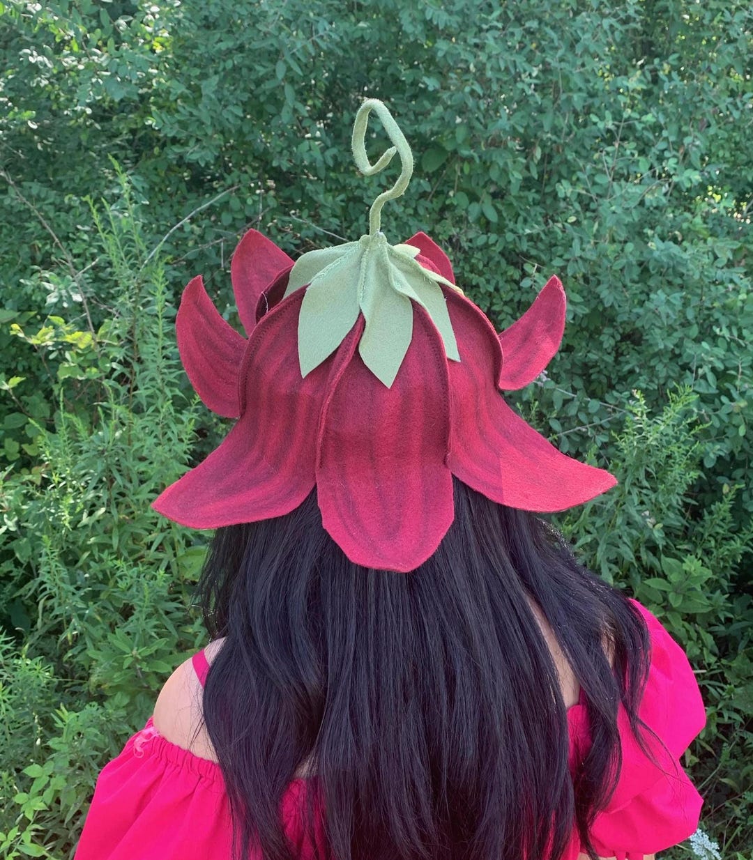 Flower Hat Maroon Felt Fairycore Fairy Costume Renaissance Faire - Etsy