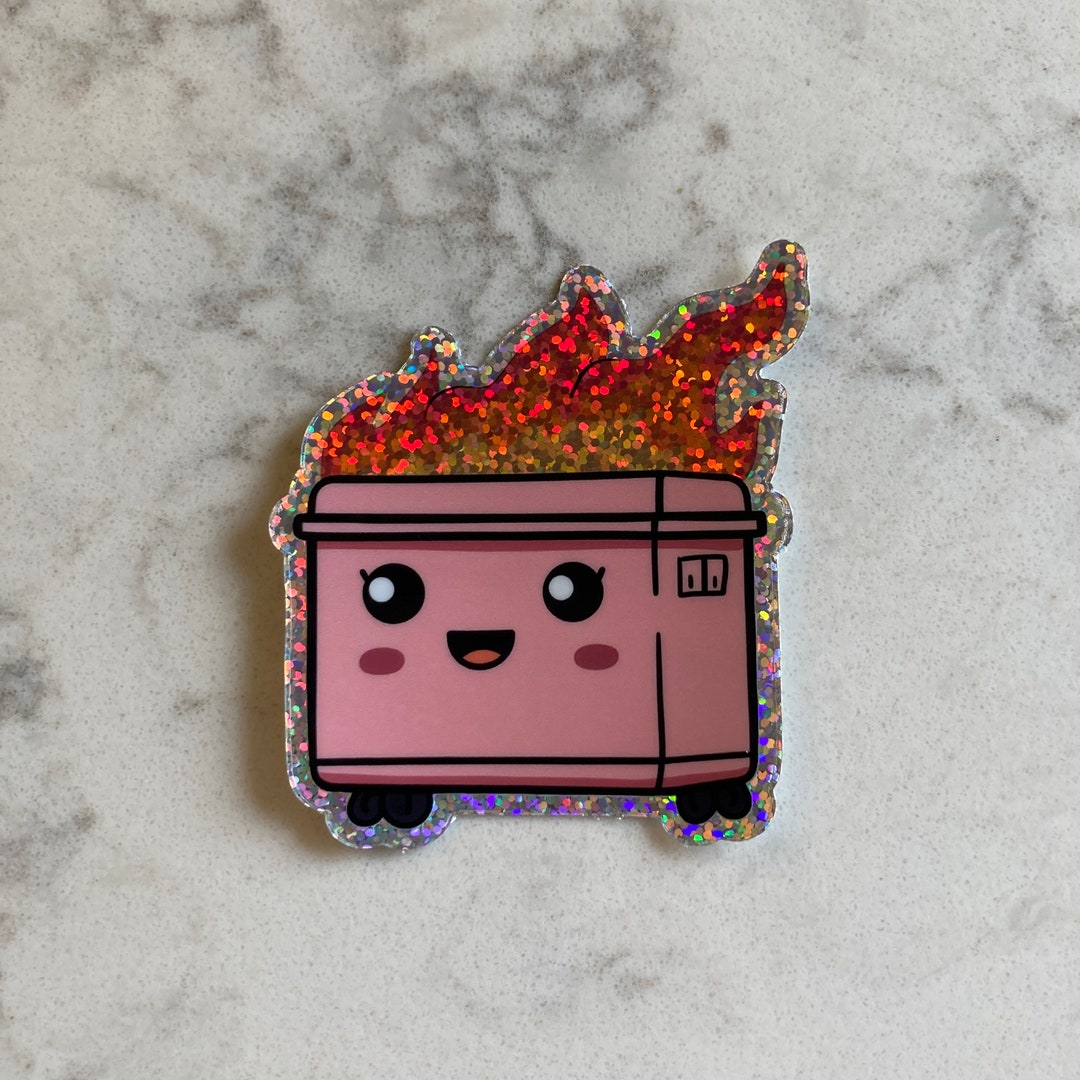 Cute Dumpster Fire Glitter Sticker • Kawaii Dumpster Fire Sticker - Etsy