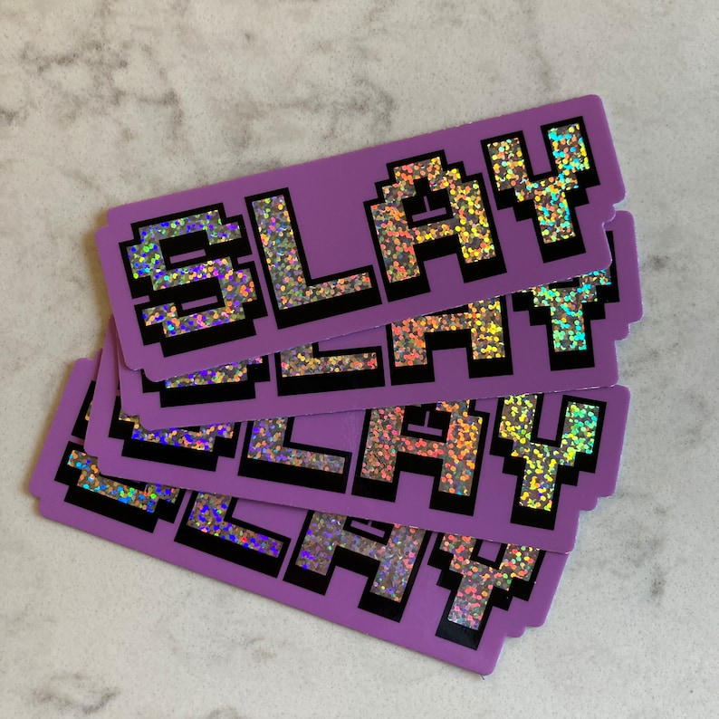 5" Slay Glitter Sticker • Retro Font Glitter Sticker - Etsy