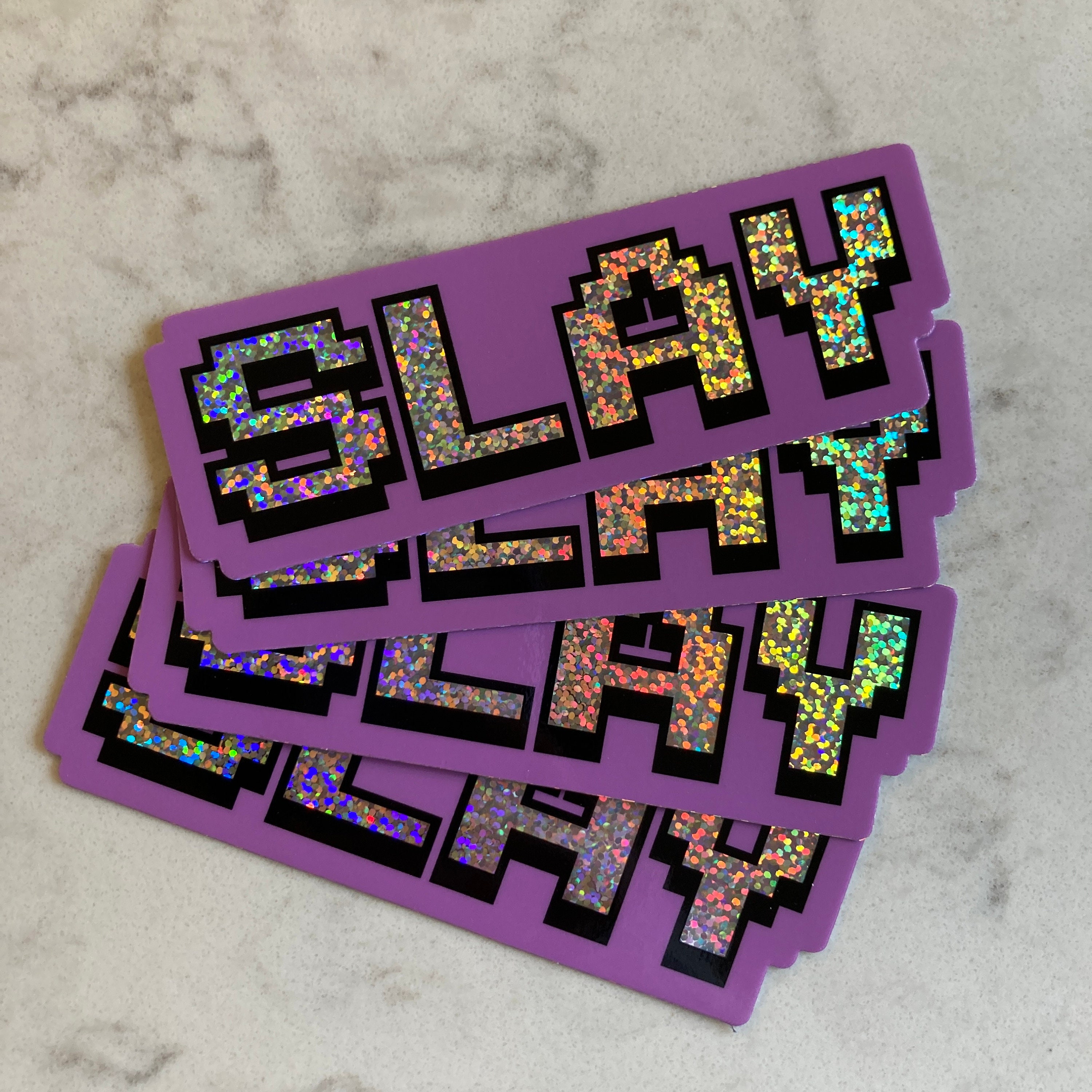 5 Slay Glitter Sticker Retro Font Glitter Sticker - Etsy
