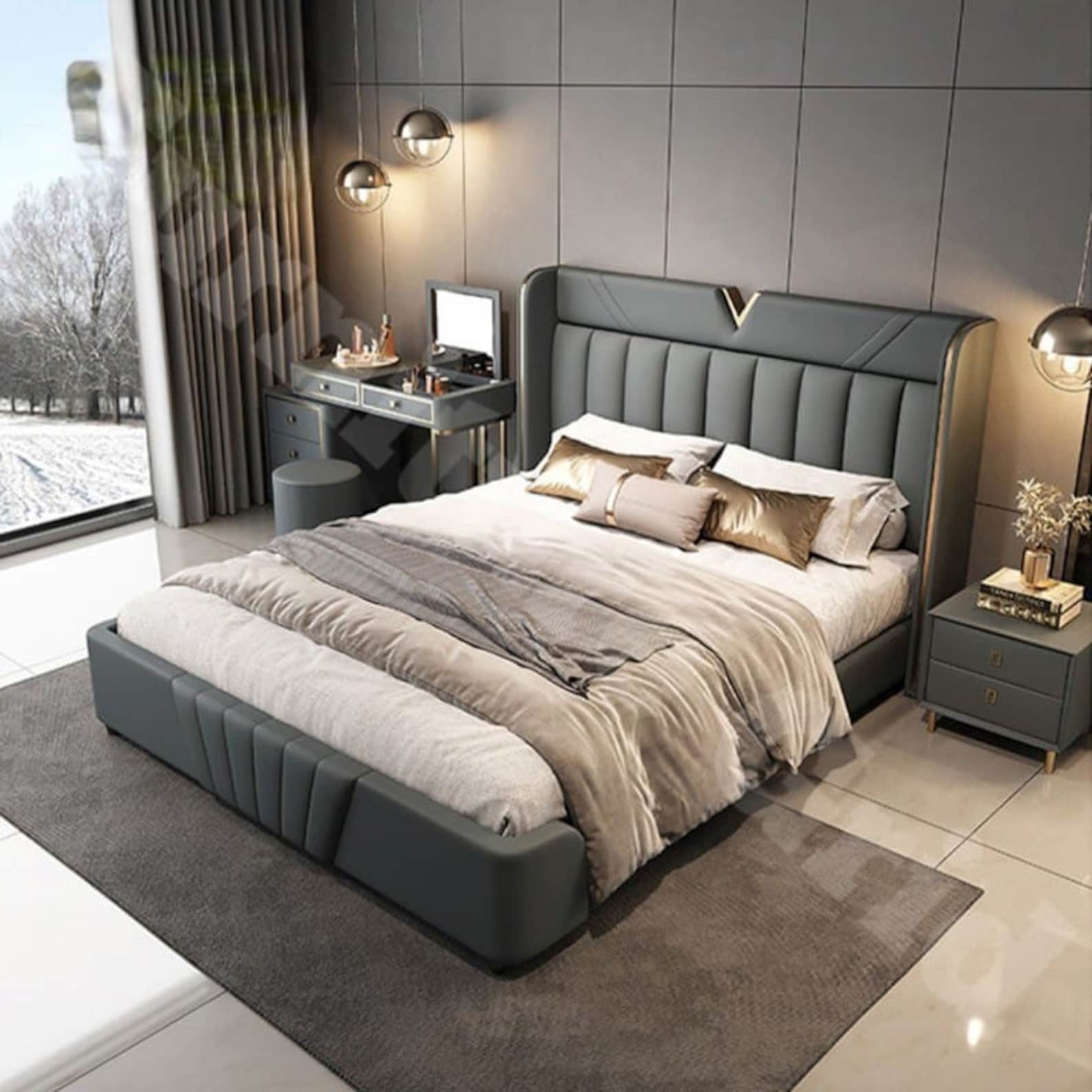 Balgrav Designer Bed King and Super King Genuine Leather - Etsy